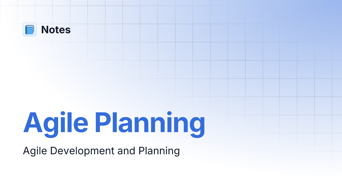 Agile Planning | Notes